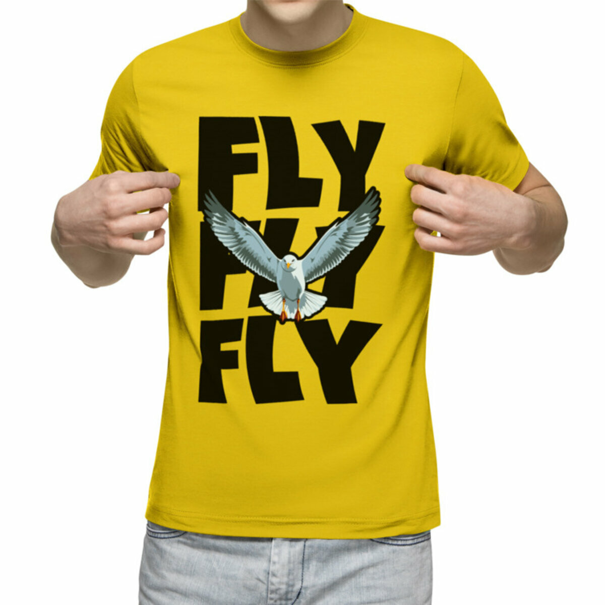 Мужская футболка «Свободный полёт. Чайка» (желтый, S)