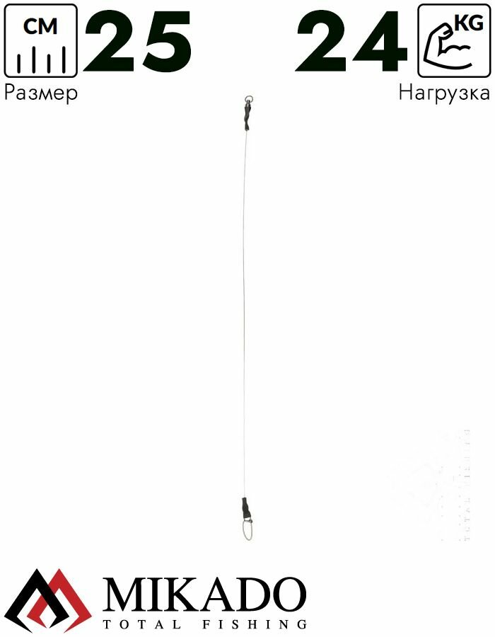 Поводок стальной Mikado JAWS JERK 25 см./24 кг. (2 шт.)