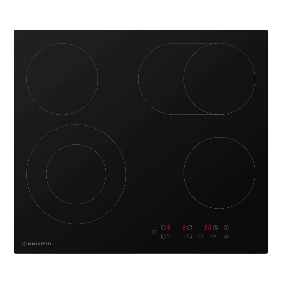 Варочная поверхность MAUNFELD EVCE594SMDPBK, электрическая, 4 конфорки, черная, стеклокерамика