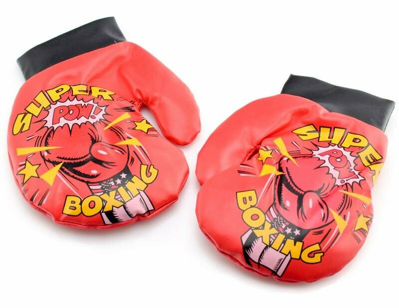 Боксерские перчатки детские "SUPER BOXING", синтетика, красные/черные — фото 1