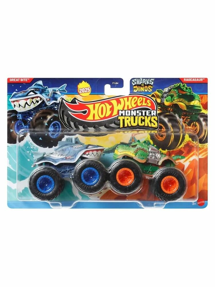 Набор машинок Hot Wheels Monster Truck взаимное уничтожение Great Bite VS RAgeasaur JCC71