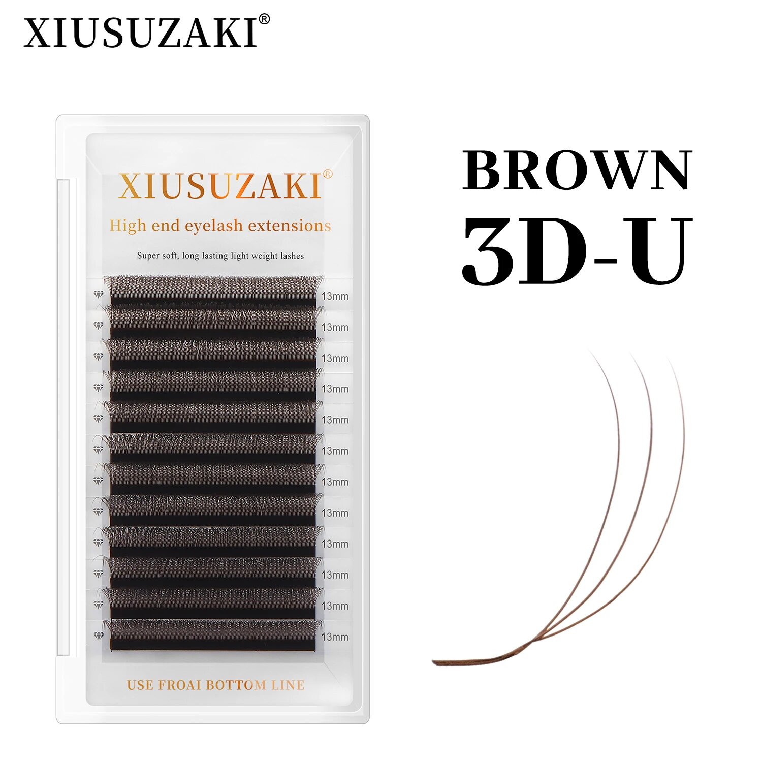 XIUSUZAKI 3D-U ресницы Brown U 3DW, 13 мм, C