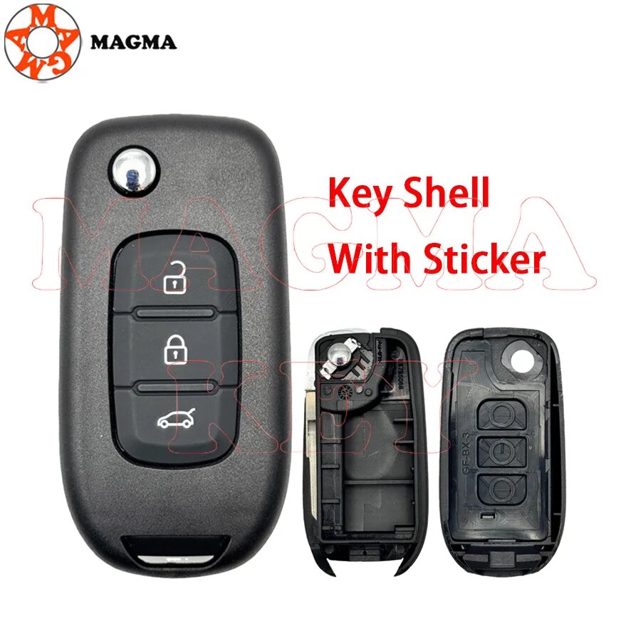 MAGMA Сменный откидной складной корпус дистанционного ключа для Renault Logan Duster Sandero 2/3 кнопки с наклейкой с логотипом