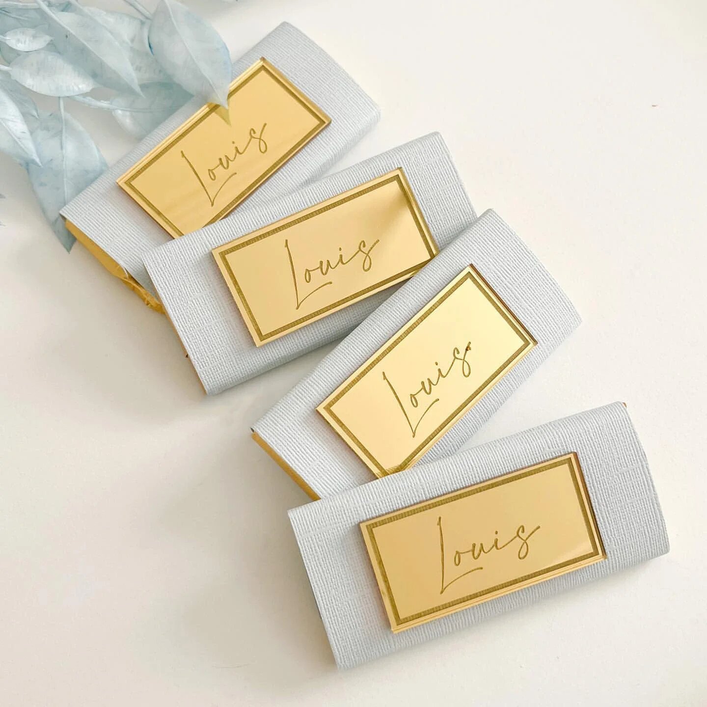 Именные карточки для гостей из акрила 50шт, 5X2CM Gold Mirror