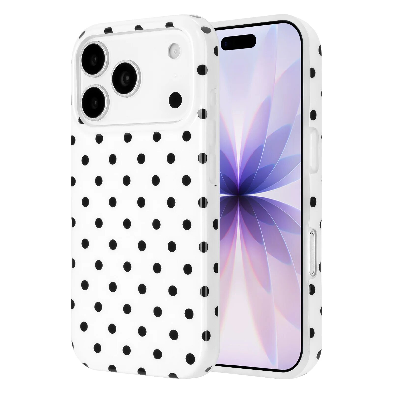 Чехол для iPhone 17 Pro Max белый в горошек