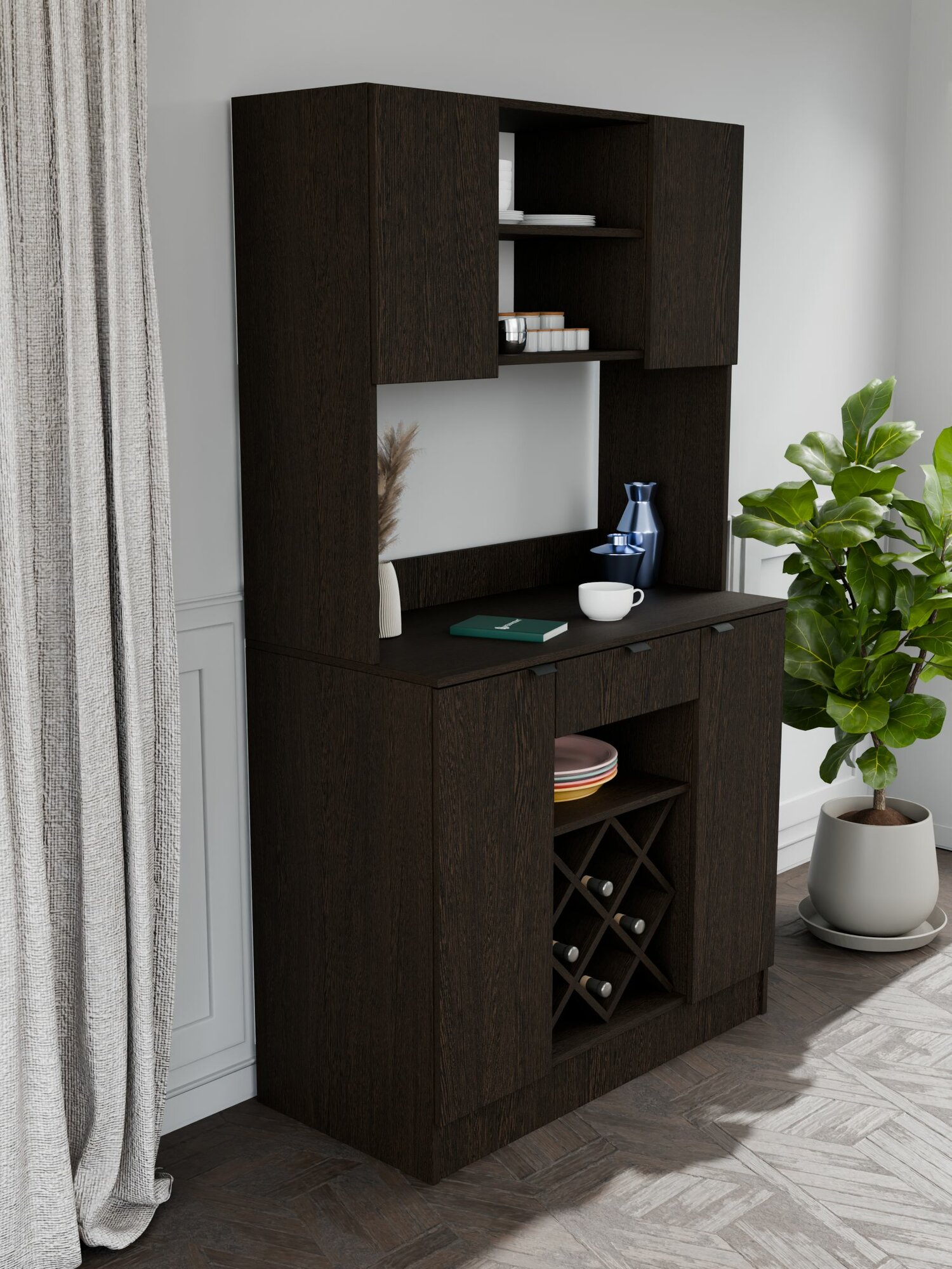 Изумлит Буфет Вилладж-2 100*180*48.5 см (ШхВхГ), венге