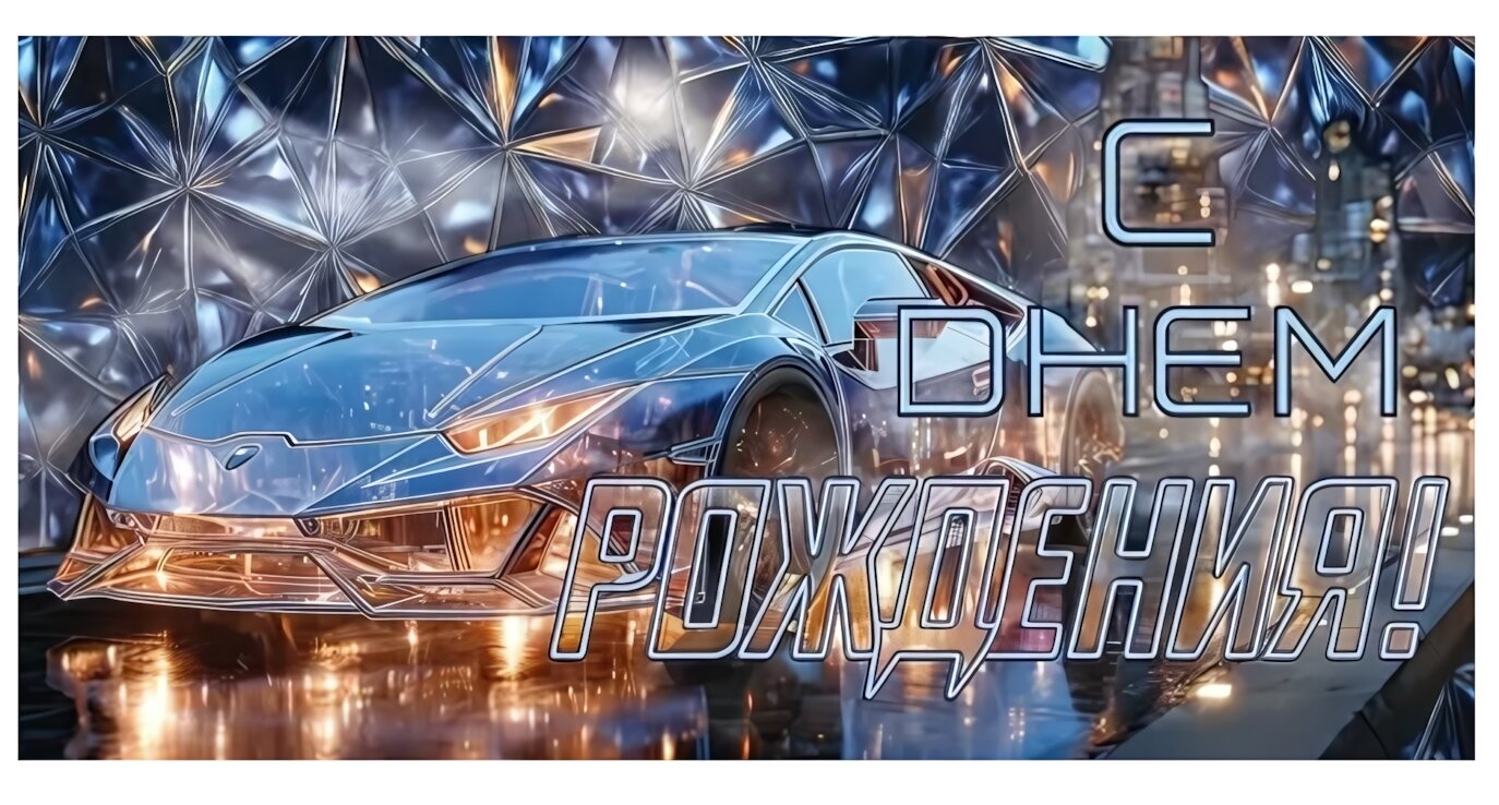 Конверт для денег «С днем рождения!» с дизайном авто, бумага, 17х8.5см