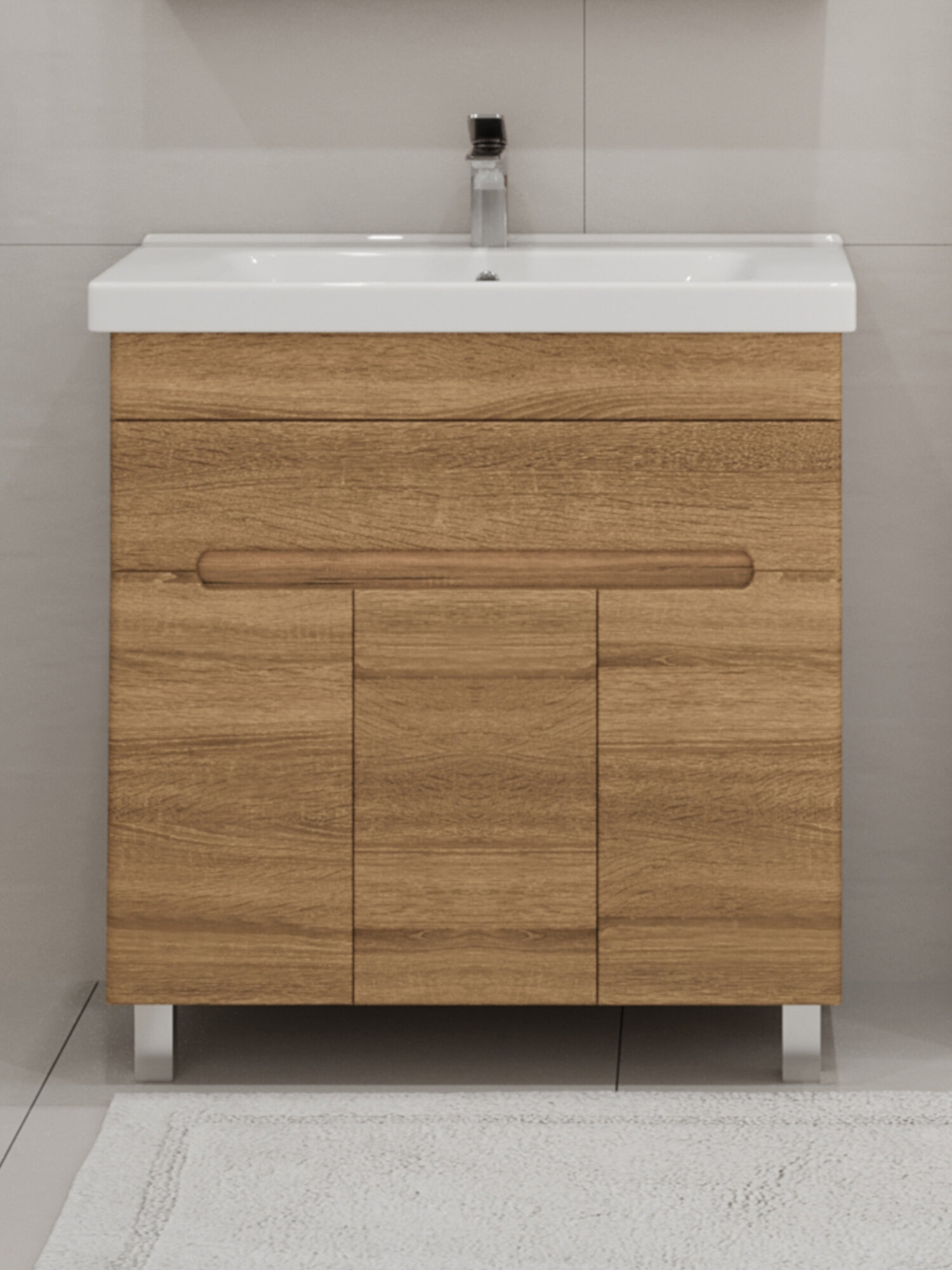 Тумба напольная SanStar Модена 80 с раковиной Гармония 80 (комплект) для ванной комнаты, Gold Craft