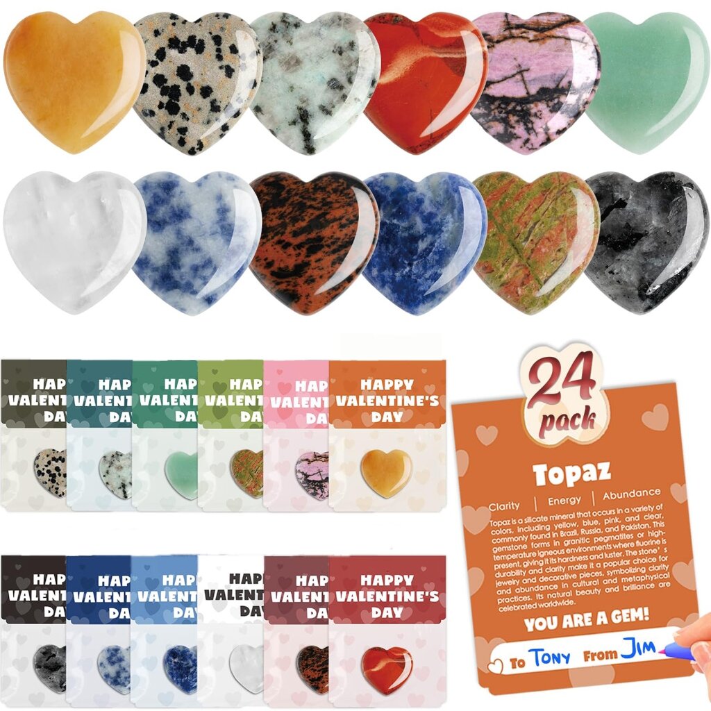 Подарок из камня в форме сердца на День Святого Валентина с открыткой и украшениями, идеально подходящий для юбилеев и других особых случаев.