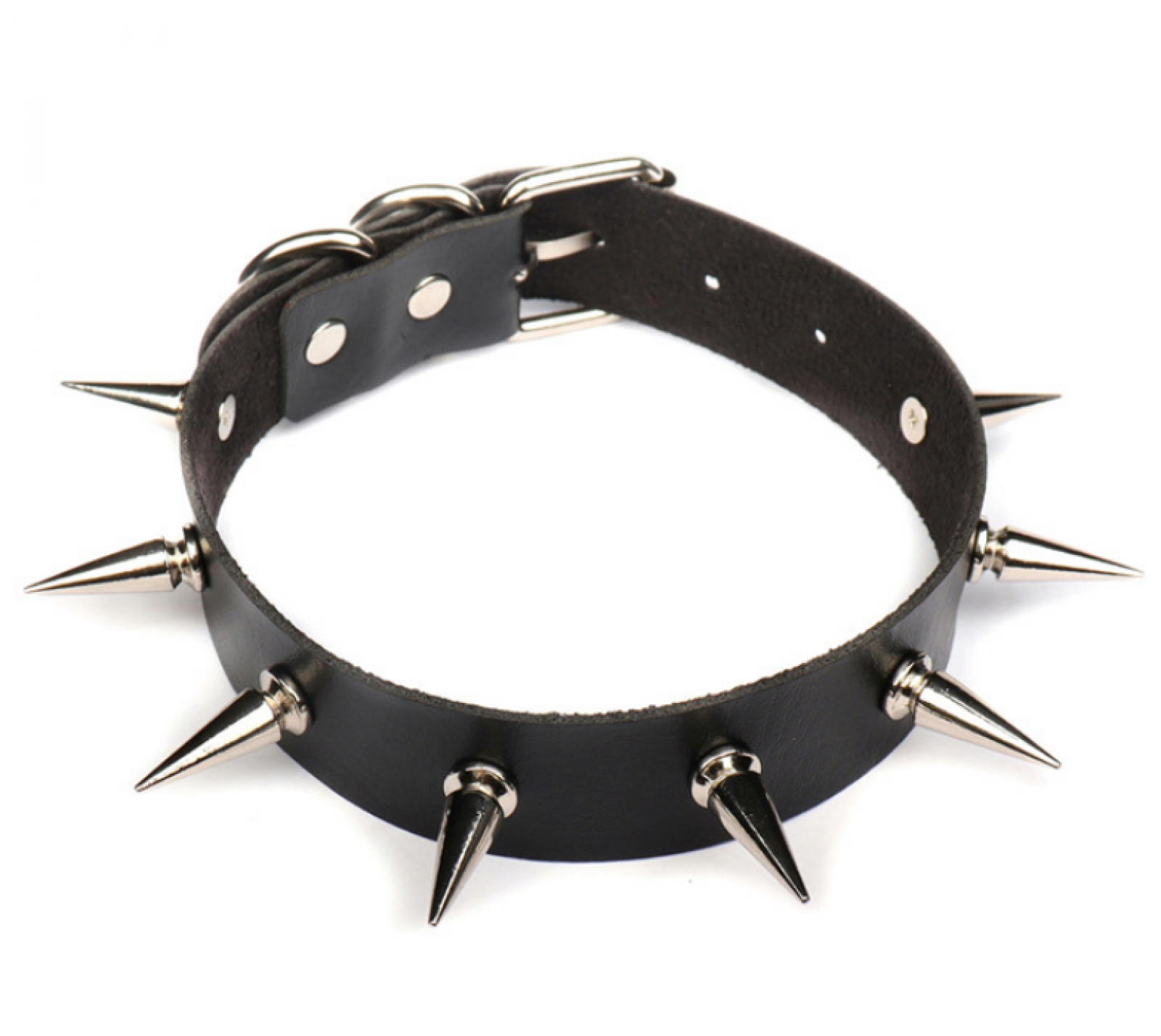 Чокер MyPads A161-206 из эко-кожи с большими металлическими шипами, пряжка, панк, рок, готик