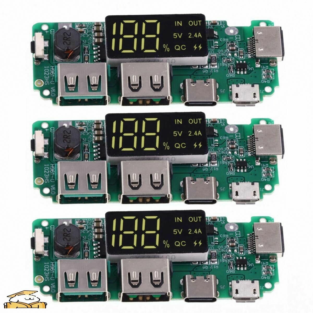 3 шт. плата зарядного устройства для литиевых аккумуляторов LED Dual USB 5 В 2,4 А Type-C мобильный внешний аккумулятор 18650 схема зарядного модуля