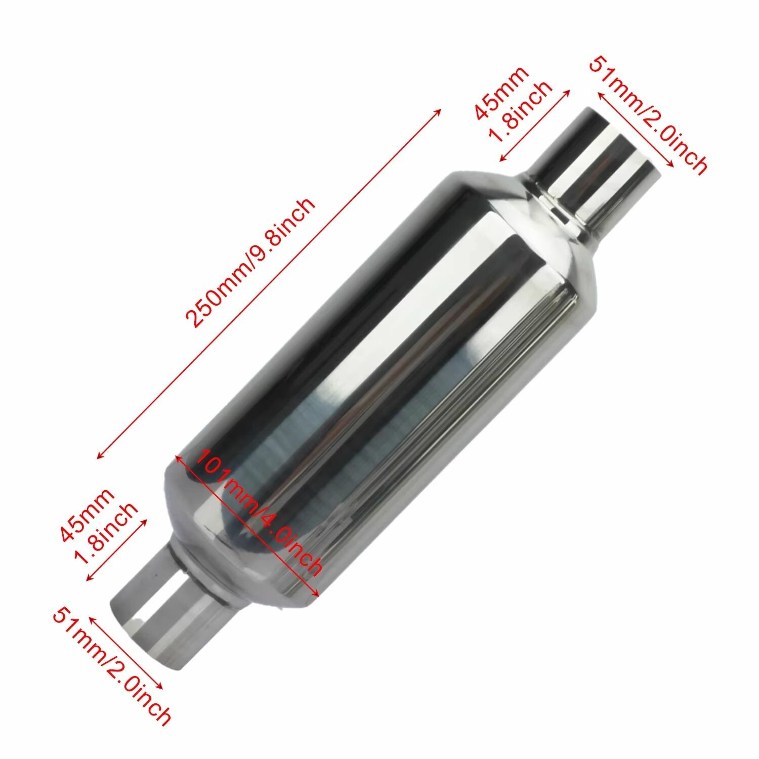 Система труб глушителя из нержавеющей стали, серебристая, 51 мм, 57 мм, 63 мм, 76 мм, для автомобилей общего назначения, усовершенствованная с увеличенным звуком