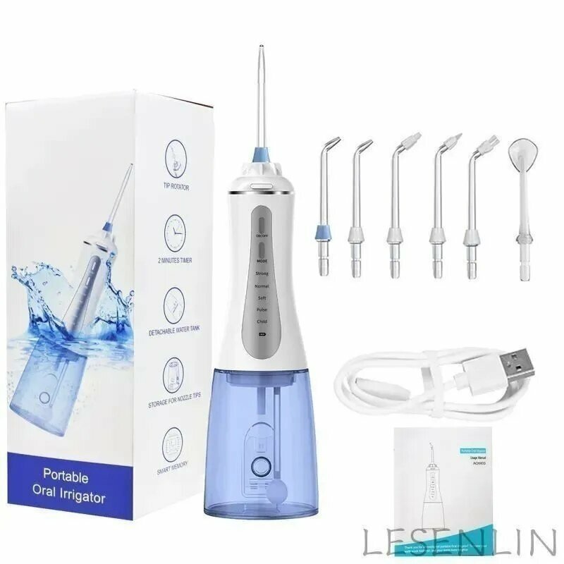 Ирригатор для полости рта портативный Asia Care PRO+, 6 насадок 5 режимов, прибор для чистки брекетов, языка, коронок, имплантов