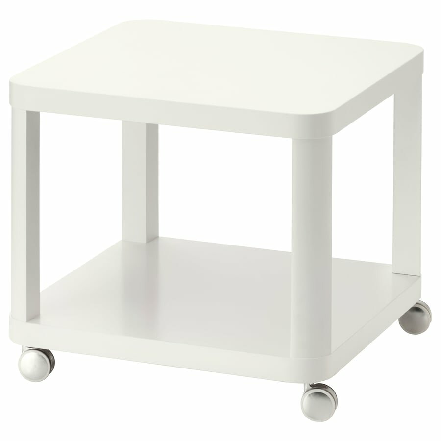Журнальный столик на колесиках IKEA TINGBY, цвет белый 50x50 см, 202.959.30