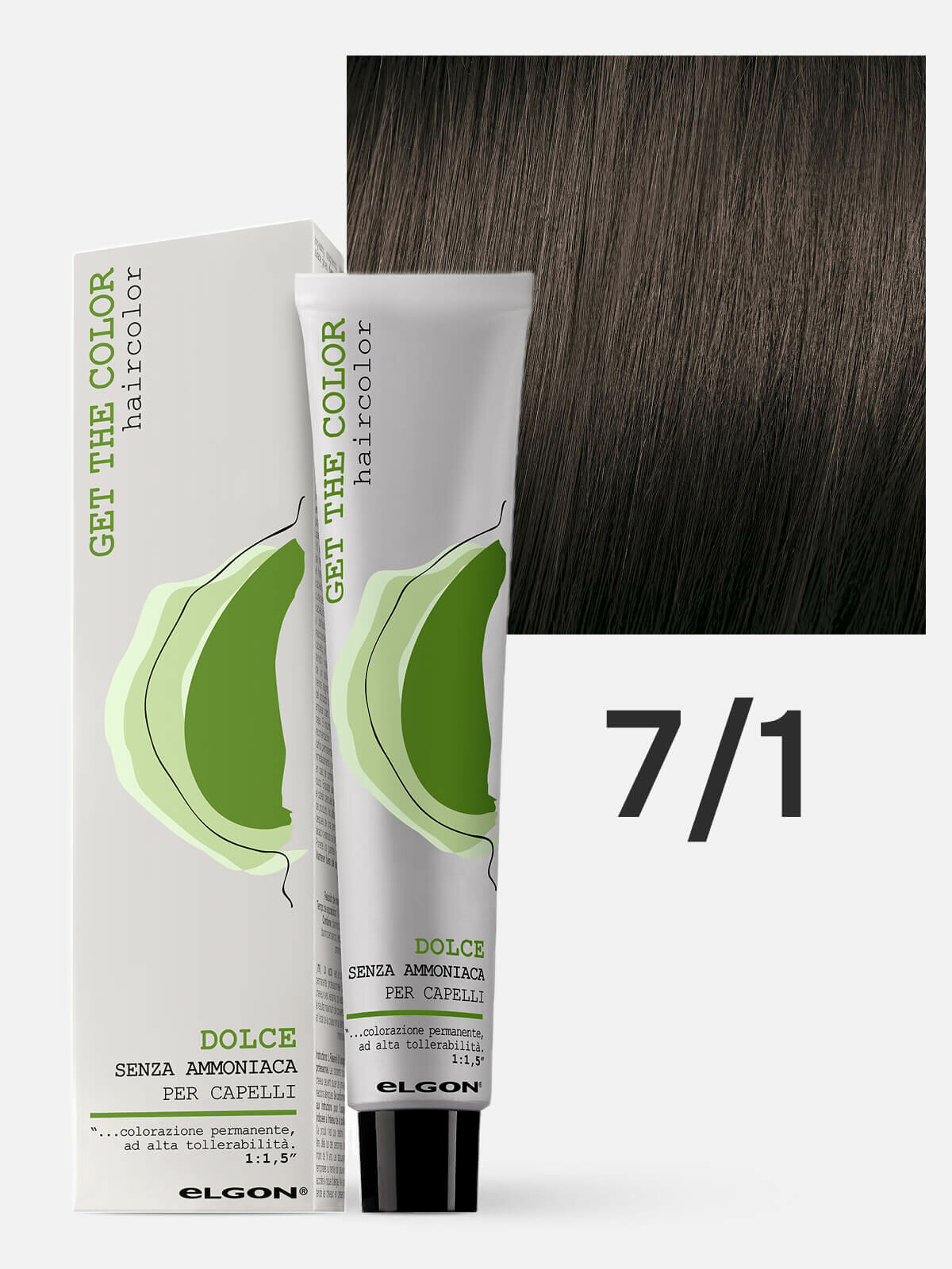 Крем - краска для волос профессиональная без аммиака Elgon Get the Color Dolce 7/1 Русый Пепельный, 100 мл