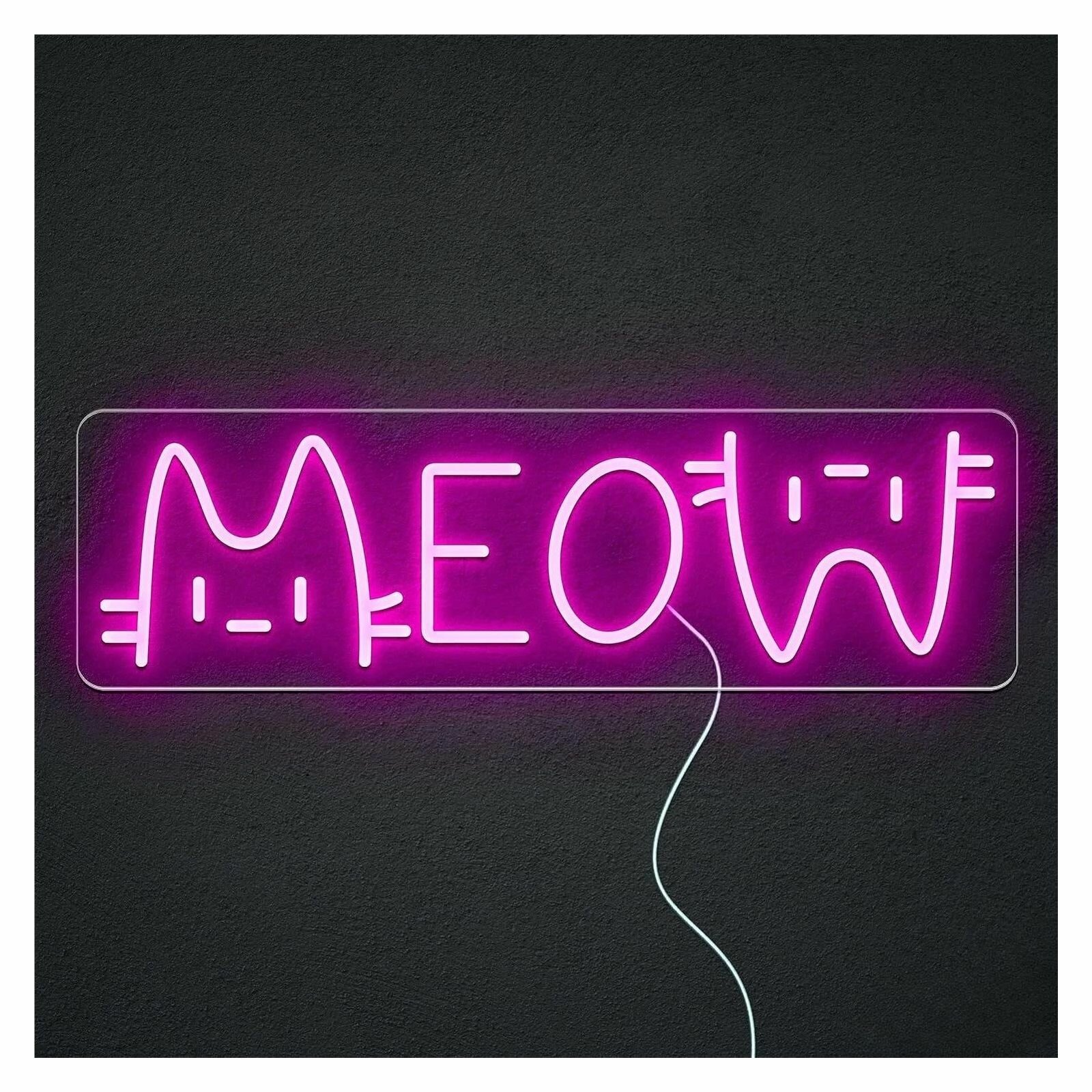 Meow Кот Неоновая Вывеска 43,6смх13см