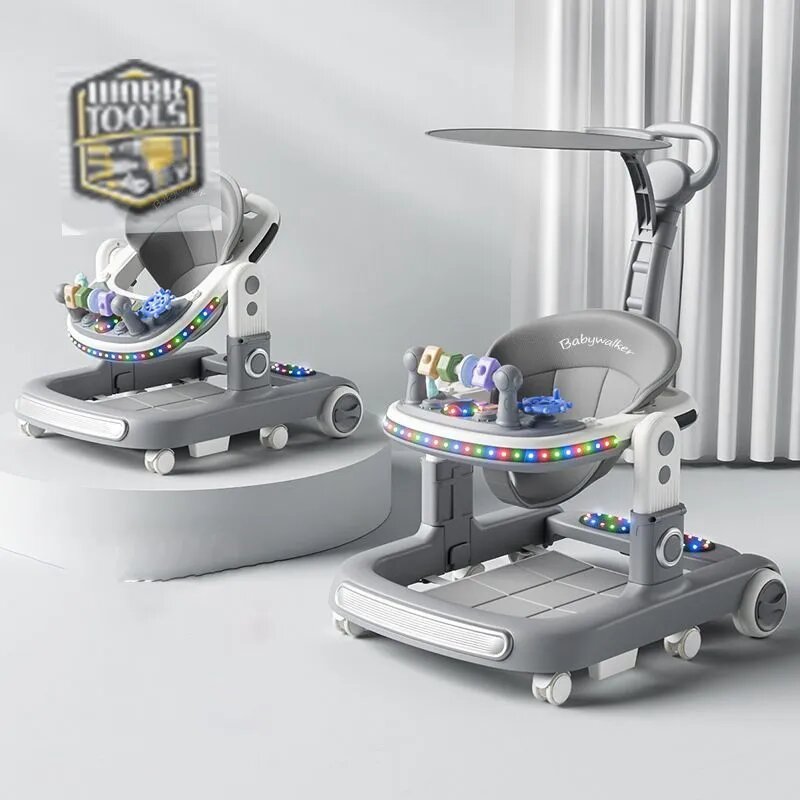 Детские ходунки Babywalker с игровой панелью, регулировкой высоты сиденья и ручкой для родителей, белые