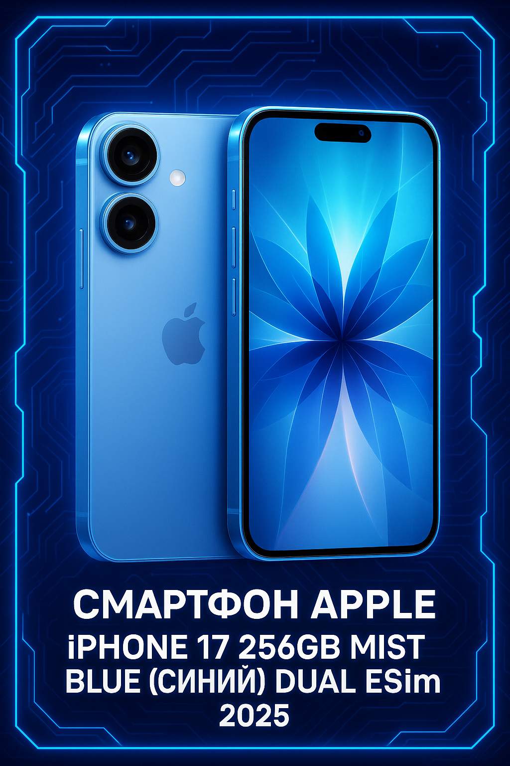 Смартфон Apple iPhone 17 256GB Mist Blue (Синий) Dual ESim 2025