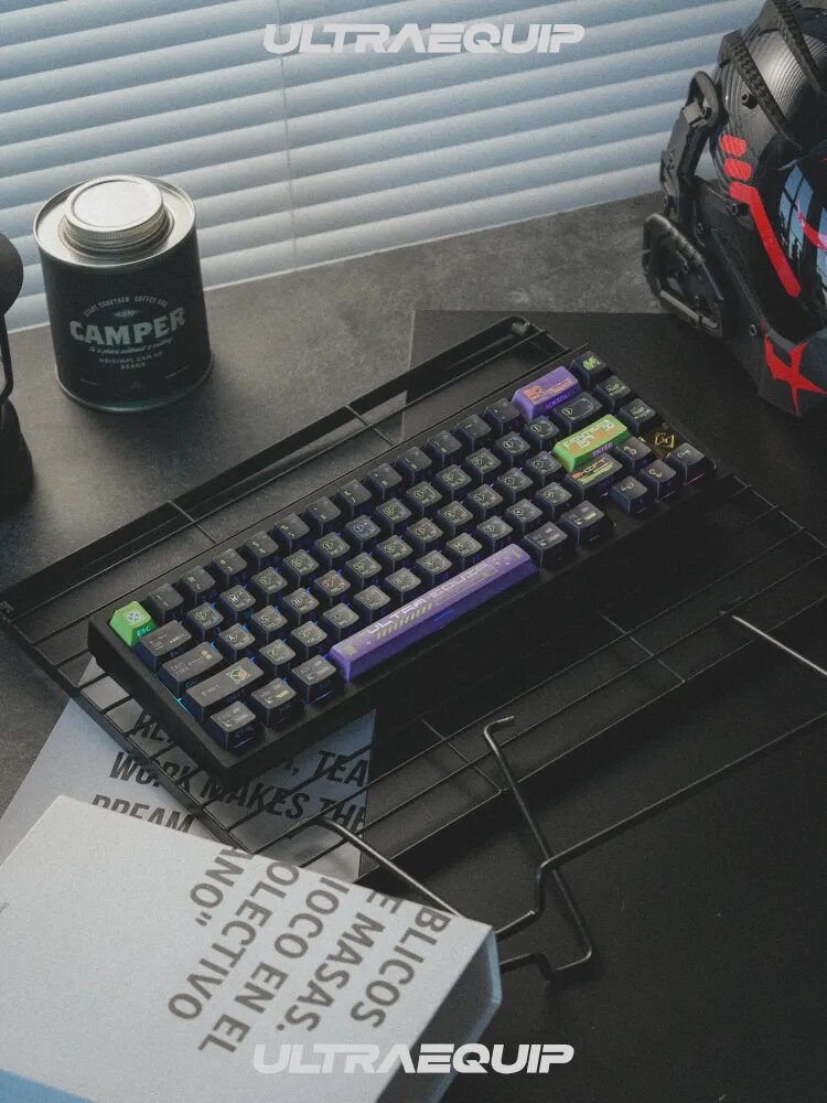 Кейкапы для механической клавиатуры - CJZB 130 шт, PBT с боковой печатью, Cherry профиль, Shine Through, синие и белые, для клавиатур 60/75/80%