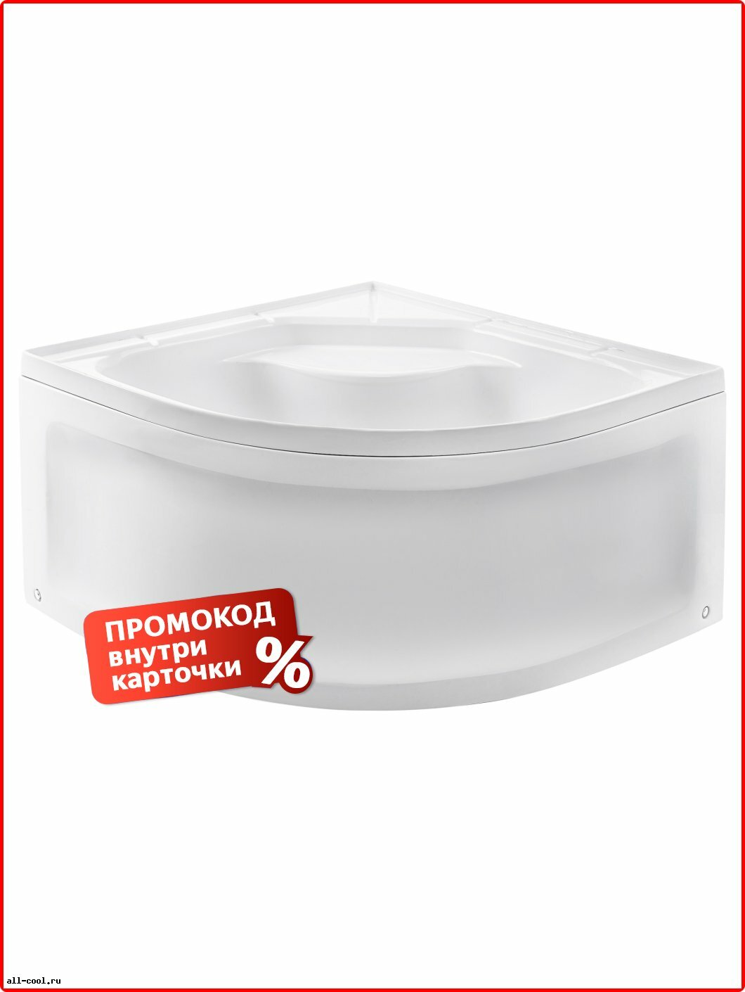 Душевой поддон WEMOR Costantino 100x100 высокий, акрил, четверть круга, белый