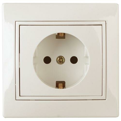 Розетка 1-м СП Plano 1-202-02 16А IP20 250В 2P+E Schuko сл. кость Intro Б0053876