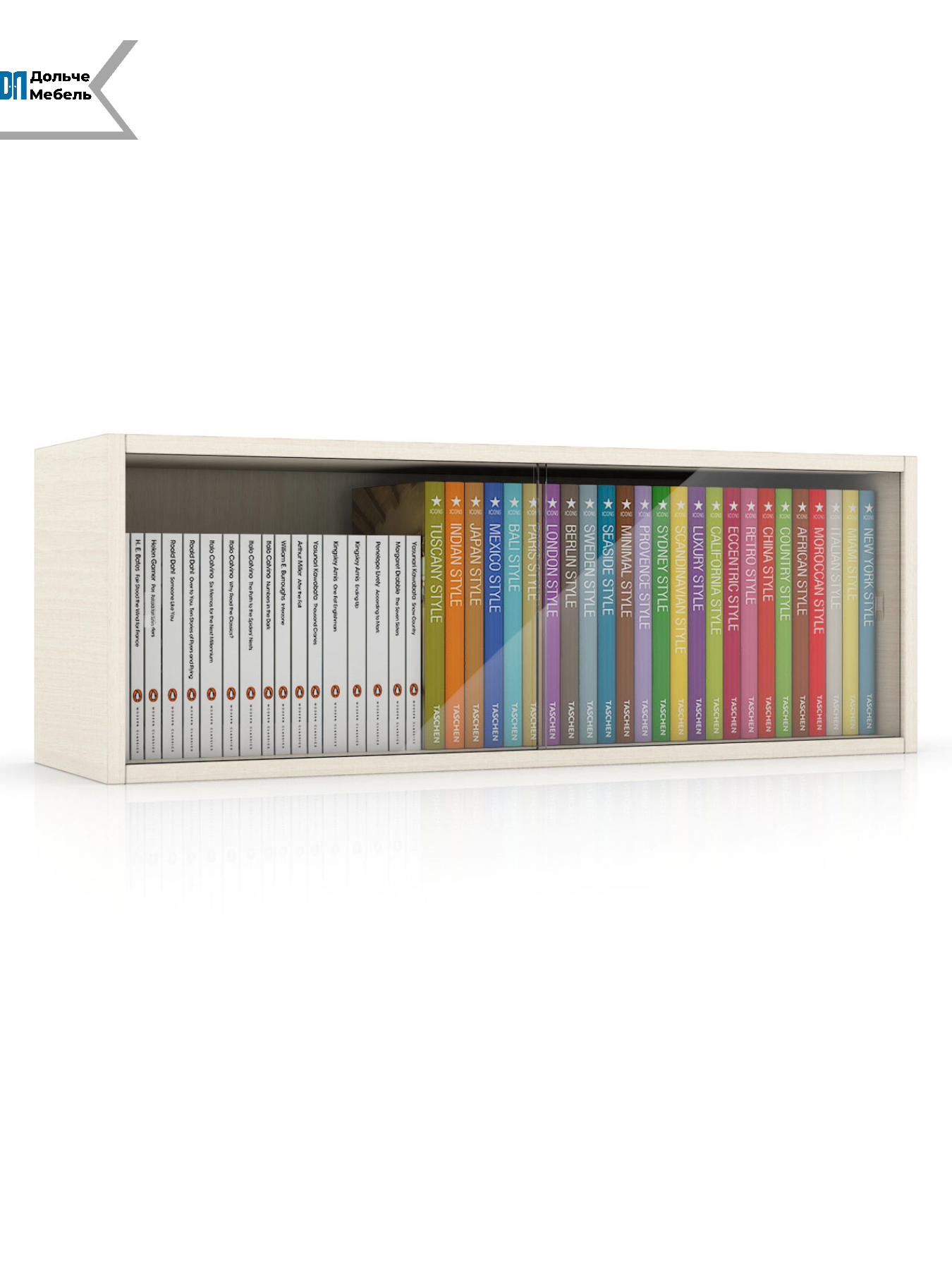 Полка книжная навесная С-МД-КН01 со стеклом, 83 см, цвет дуб