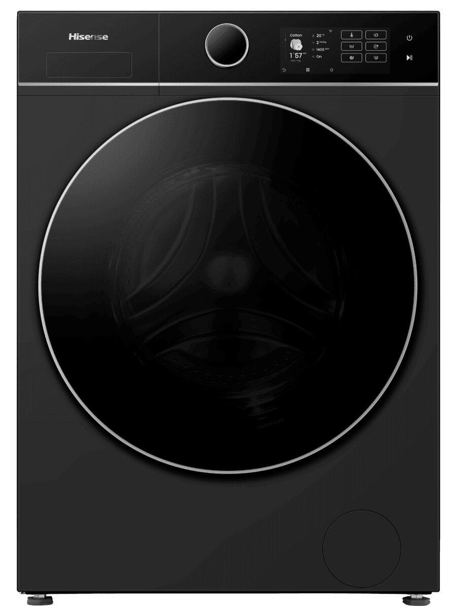 Стиральная машина Hisense WF5I8043BBF, 8 кг, 15 программ, 1400 об/мин, инверторный мотор, функция пара, Wi-Fi управление, черный