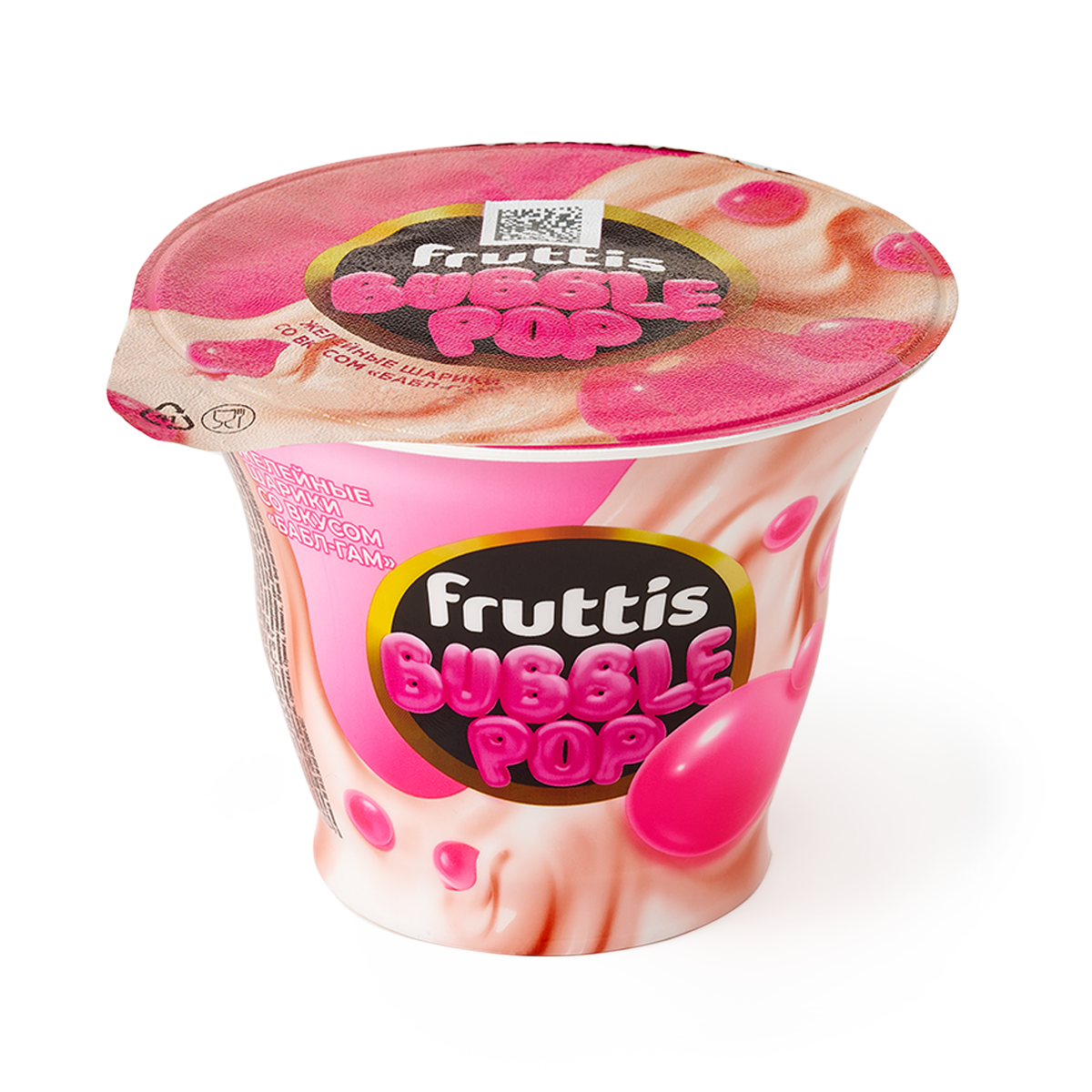 Продукт йогуртный Fruttis со вкусом Бабл-гам и желейными шариками, 4,4% пастеризованный