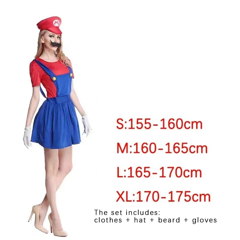 Костюм Маріо Супер Луїджі Бразерс SYDanne Красный, XL, Woman Red suit