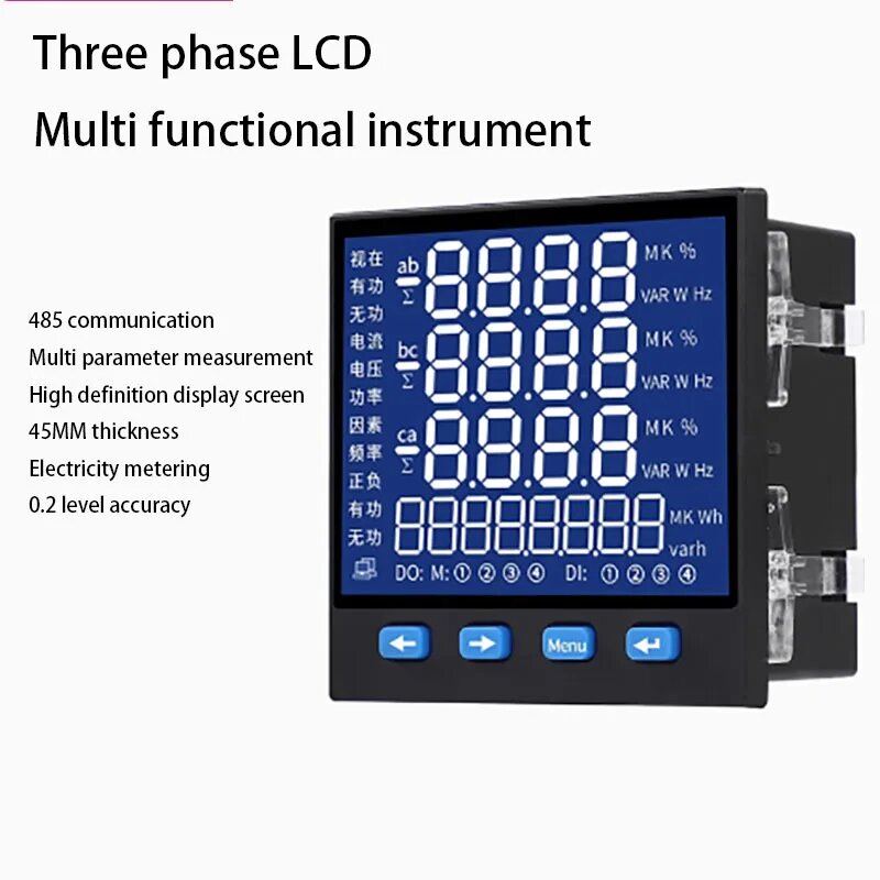 Трехфазный измеритель тока, напряжения, мощности LCD 91x91мм