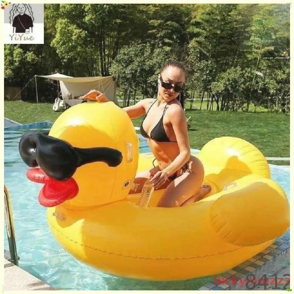 Большой надувной круг для взрослых в форме утки с солнцезащитными очками, жёлтый, 2 метра MSJ22