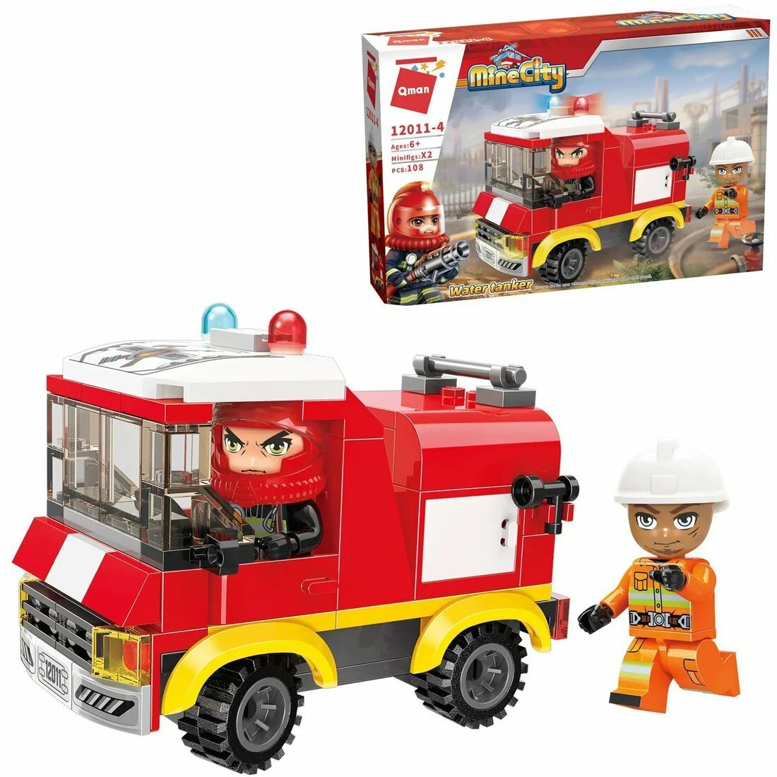 Конструктор Пожарная машина, 108 дет QMAN 12011q/12011-4