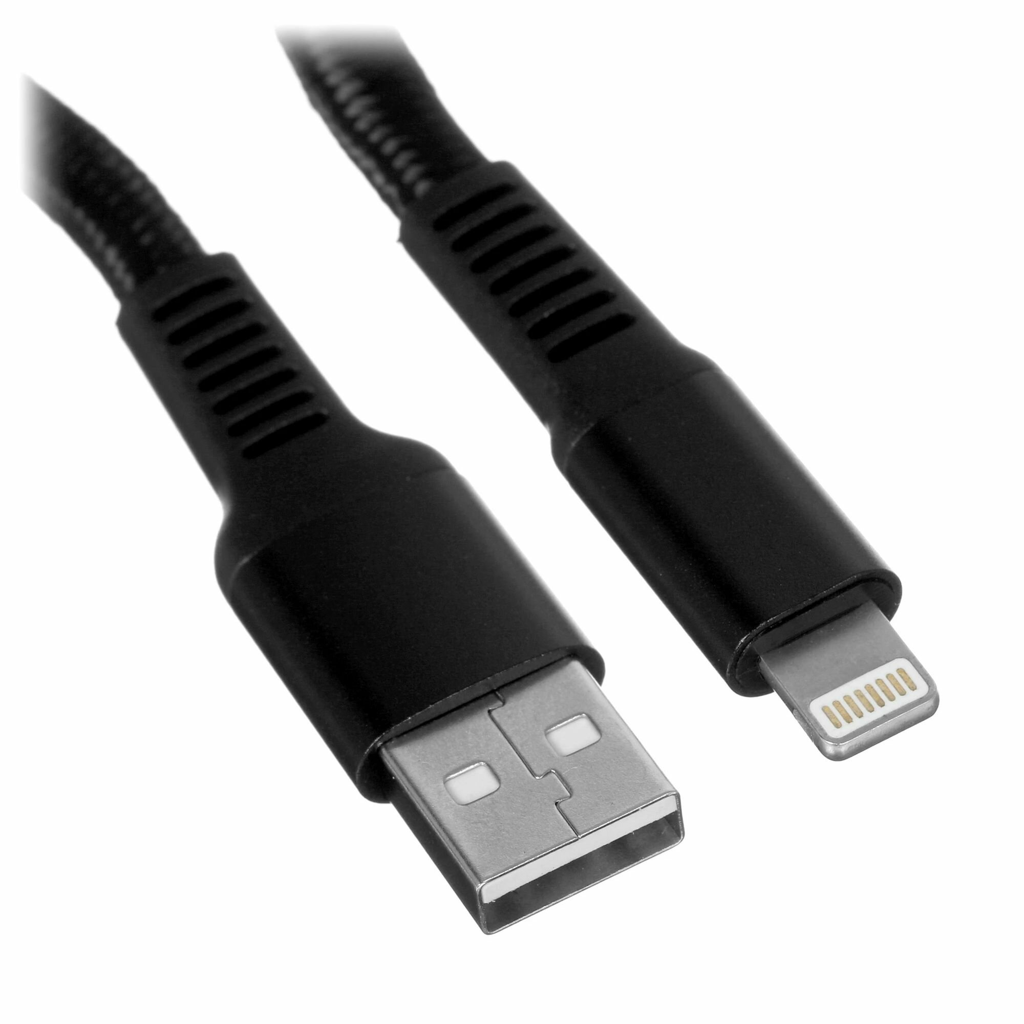 Кабель плоский DEXP Lightning 8-pin - USB 2.0 Type-A черный 1 м