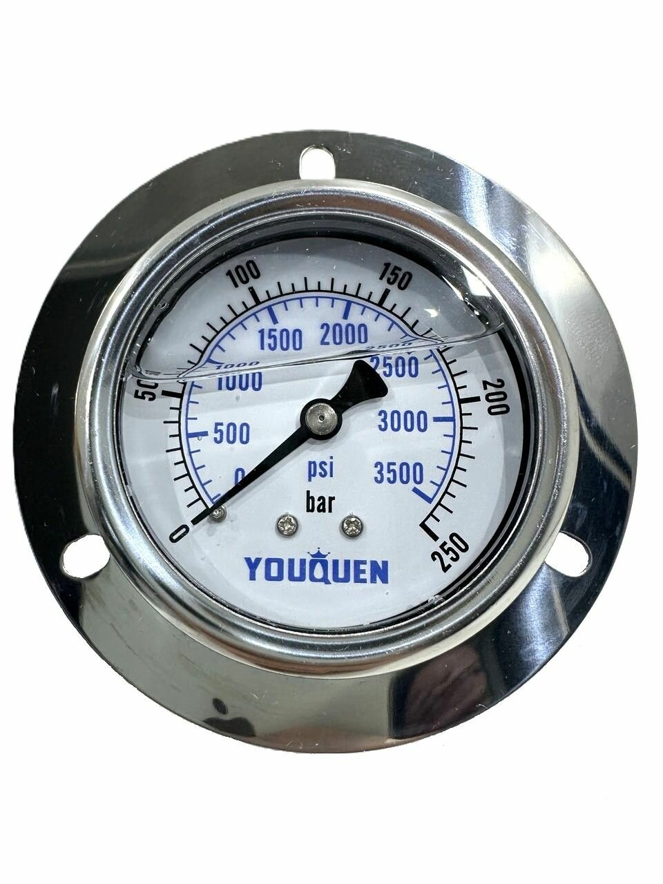 Манометр осевой с фланцем 0-250 бар (60 мм, 1/4 BSP, Китай)