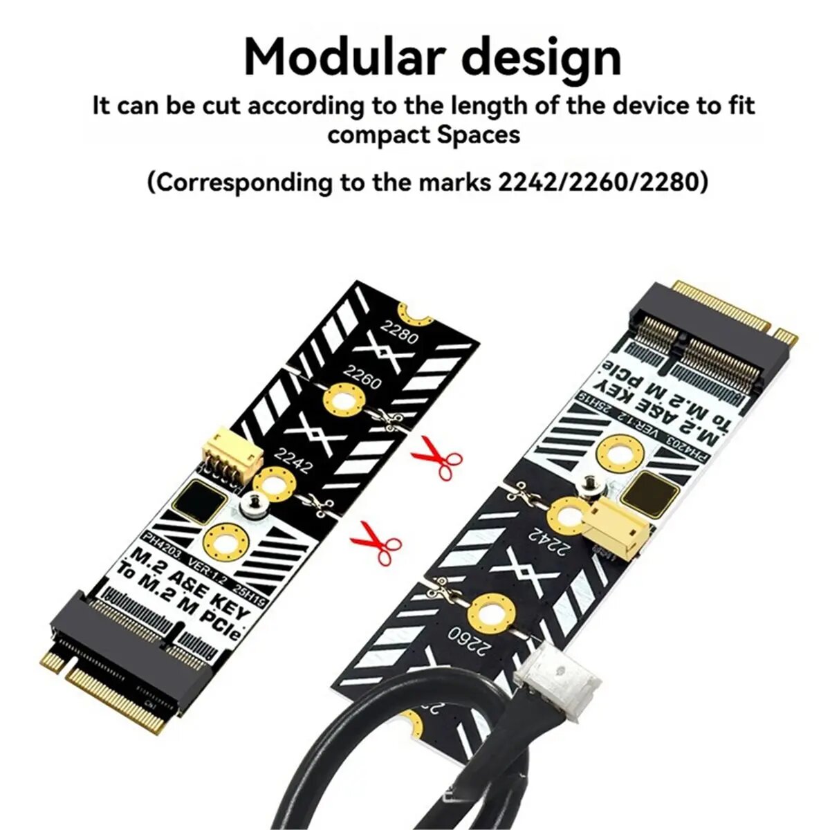 Переходник M2 A+E Key to M2 NVME, интерфейс M.2 Wi-Fi, карта расширения A/E на ключ M для 2230 2242 2260 2280 NVME SSD — фото 1