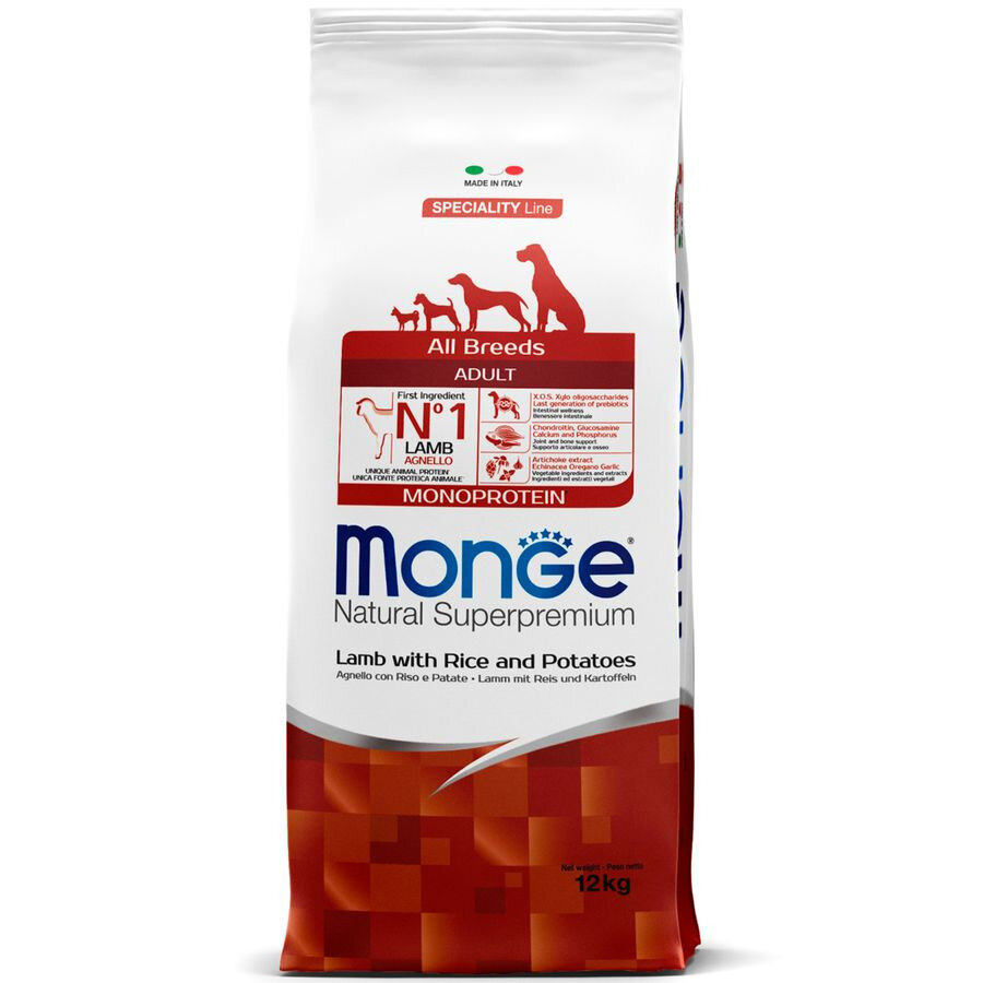 Cухой корм для собак Monge Dog Speciality Line Monoprotein, с ягненком, рисом и картофелем 12 кг