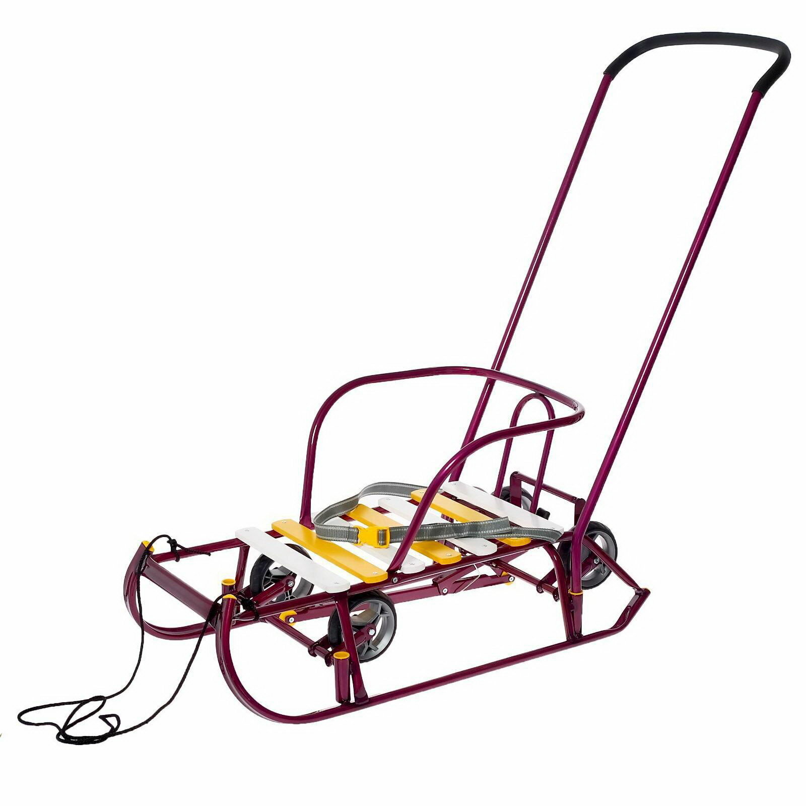 Санки "Тимка 6 универсал", амарантовый лак, вид: санки универсальные