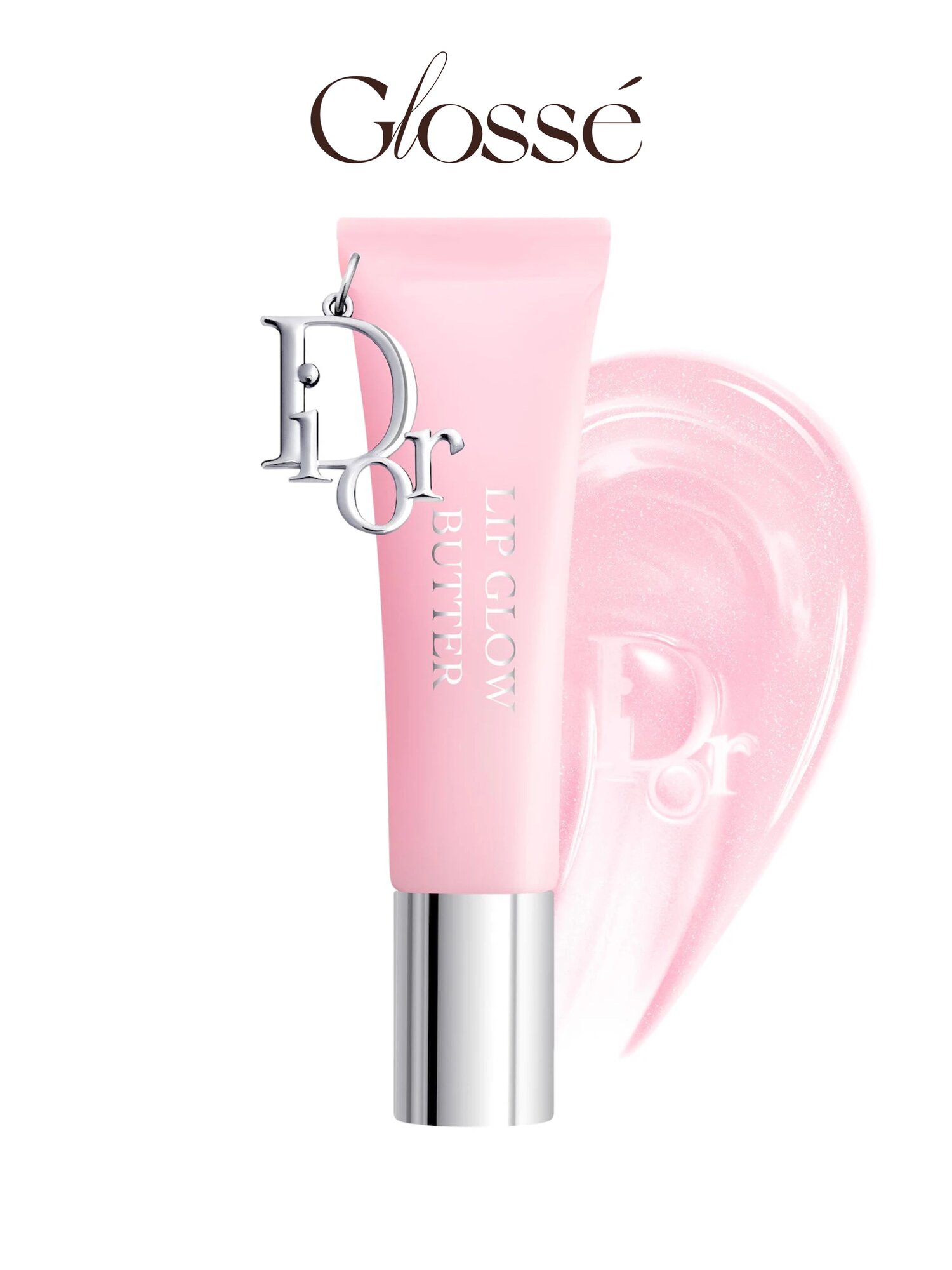 Блеск для губ с брелком DIOR Lip Glow Butter Hydrating Gloss Balm 101 Glazed Pink, 10 мл.