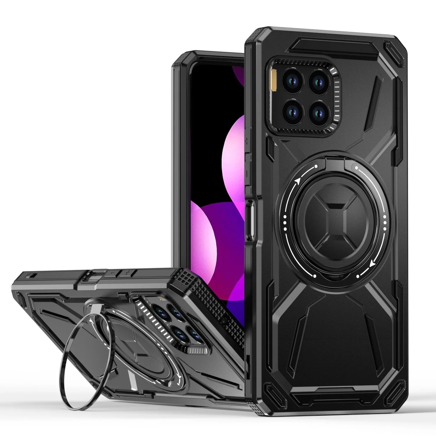 Черный чехол на T-Mobile REVVL 7 Pro с кольцом