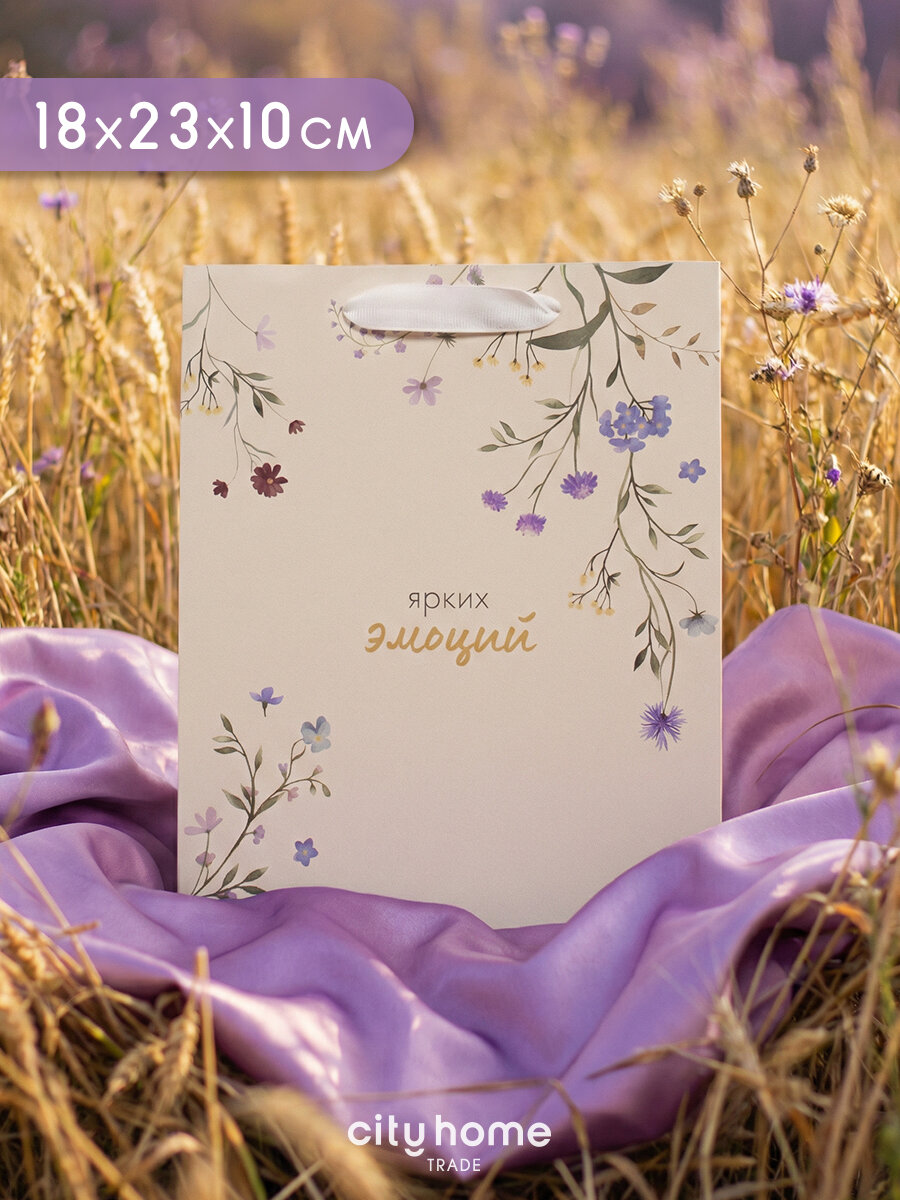 Пакет подарочный женский маленький, картон, 18х23х10 см, 1 шт.