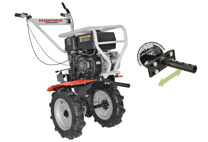 Мотоблок бензиновый парма МБ-04,1-7,0/6Б (7,0лс, бак6л, усил. рама, 4/2, кенгур-к, фрезы, колеса 4.00*