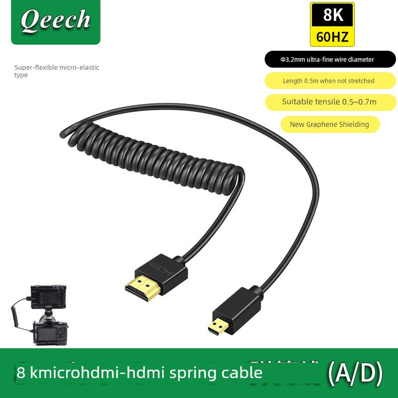 0.5 м 8K Micro HDMI к HDMI Коаксиальный Кабель, HDMI 2.0, Гибкий для Камер, Длина от 0.5м до 1м