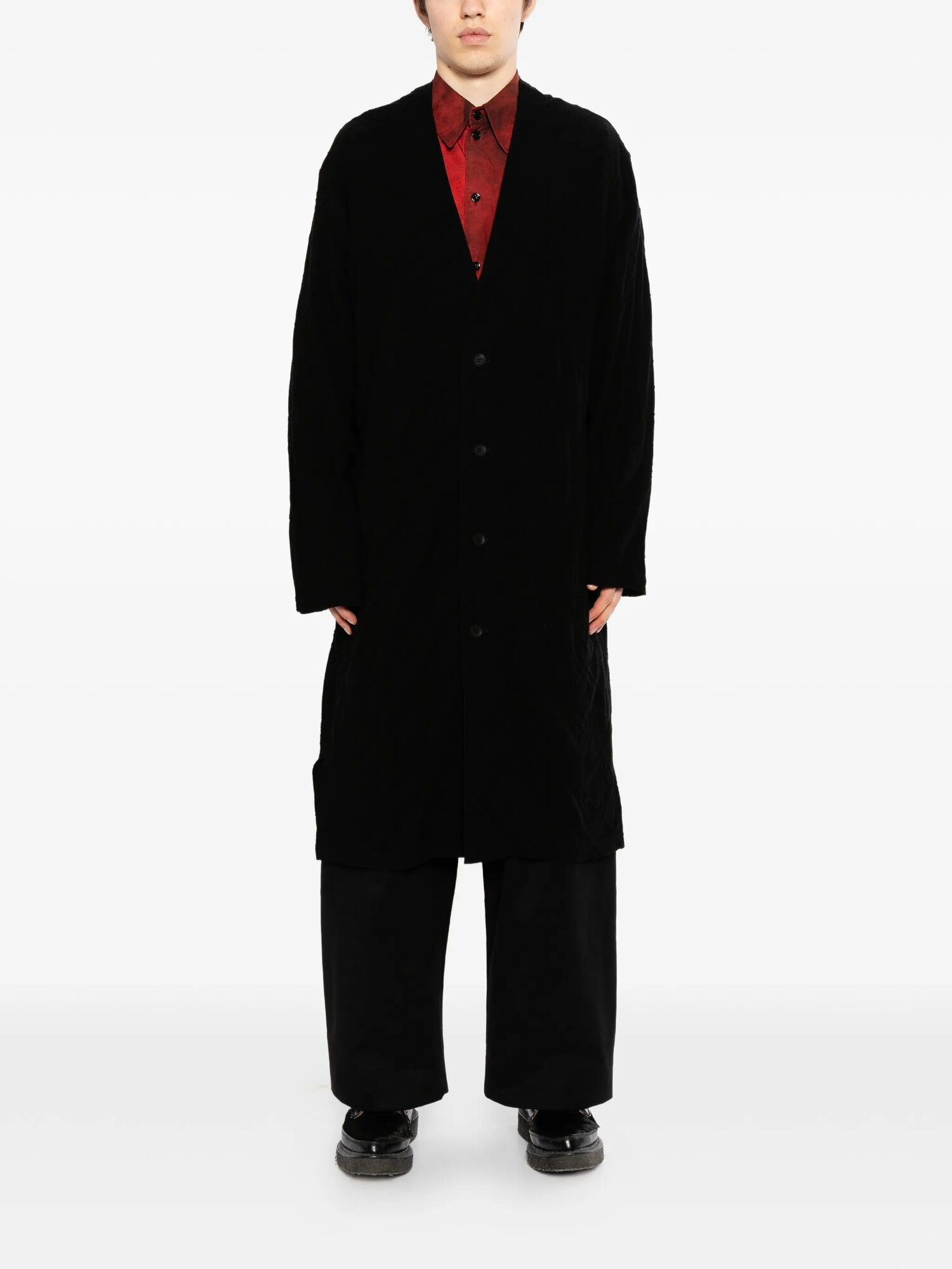 Куртка Yohji Yamamoto Button quilted jacket, размер 3, black/black — фото 1