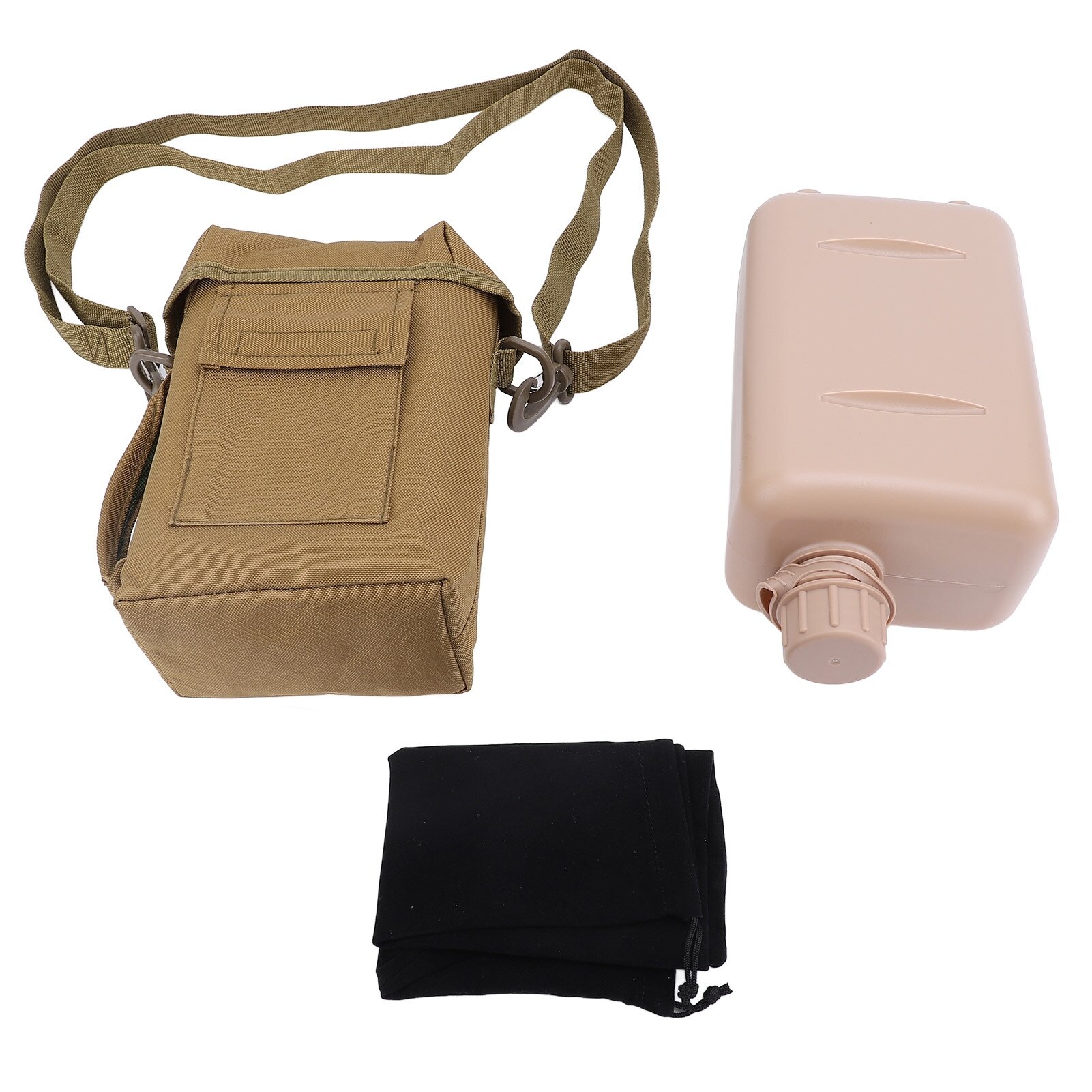 Бутылка для воды объемом 2 л с поясной сумкой, вместительный герметичный кувшин из ПВХ для активного отдыха, спорта и путешествий, цвет хаки.