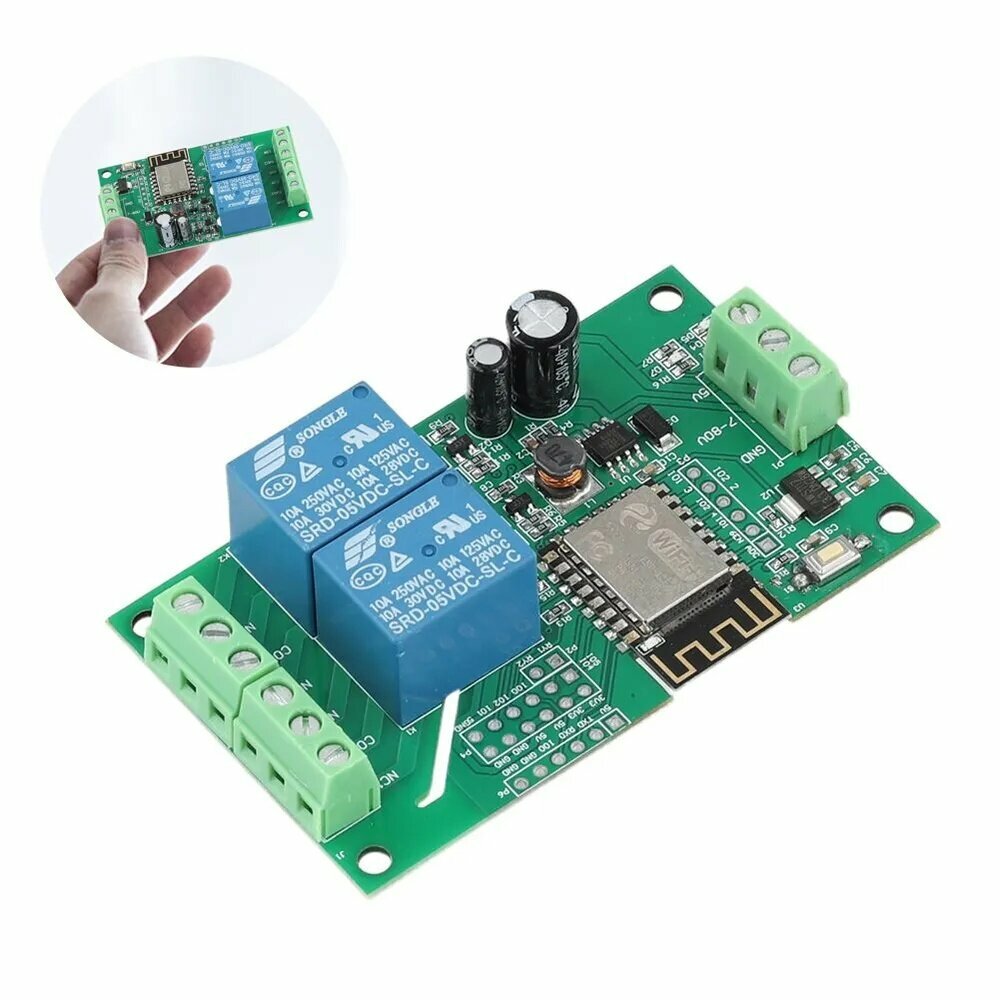 Модуль реле ESP8266 Wi-Fi с двумя каналами, 5 В, 10 А