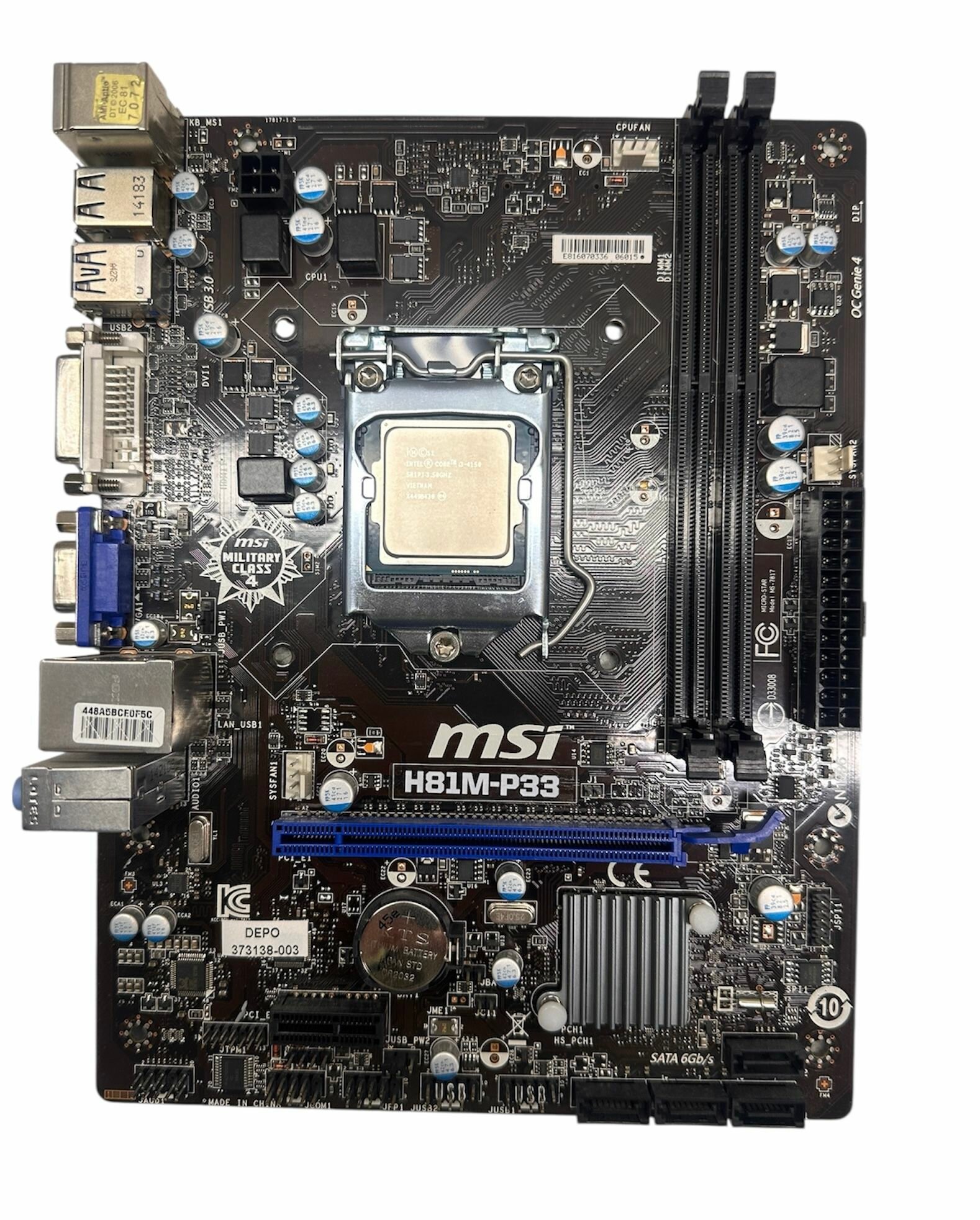 Материнская плата MSI H81M-P33 +i3-4150 Socket 1150
