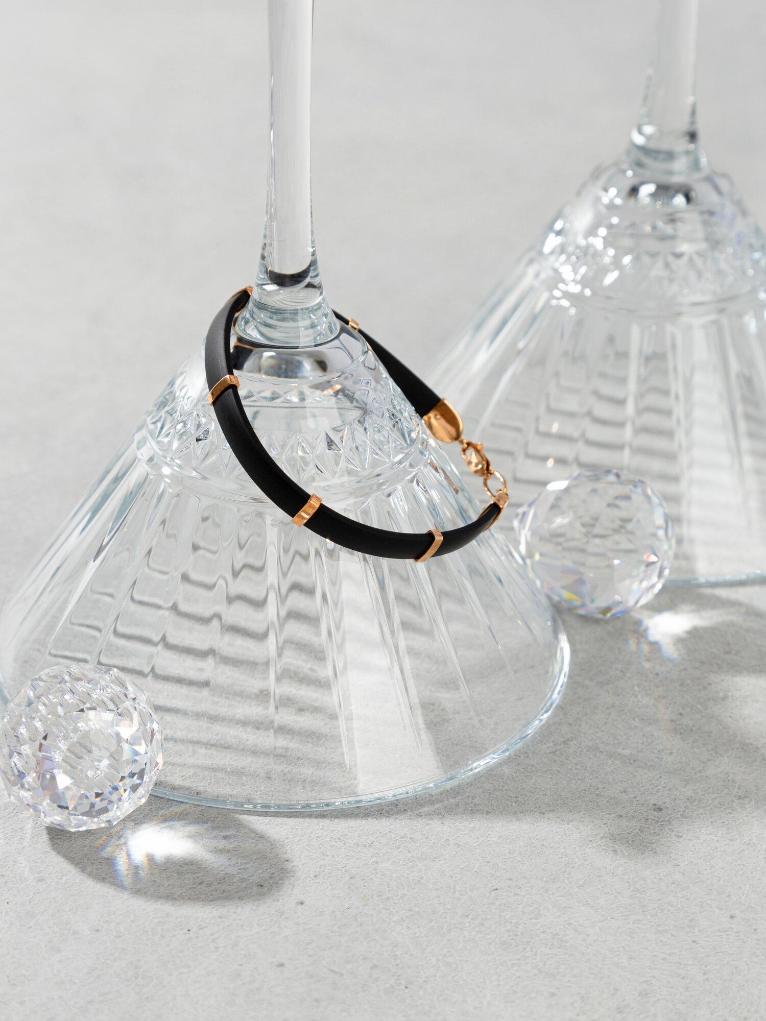 Браслет, красное золото, 585 проба, каучук