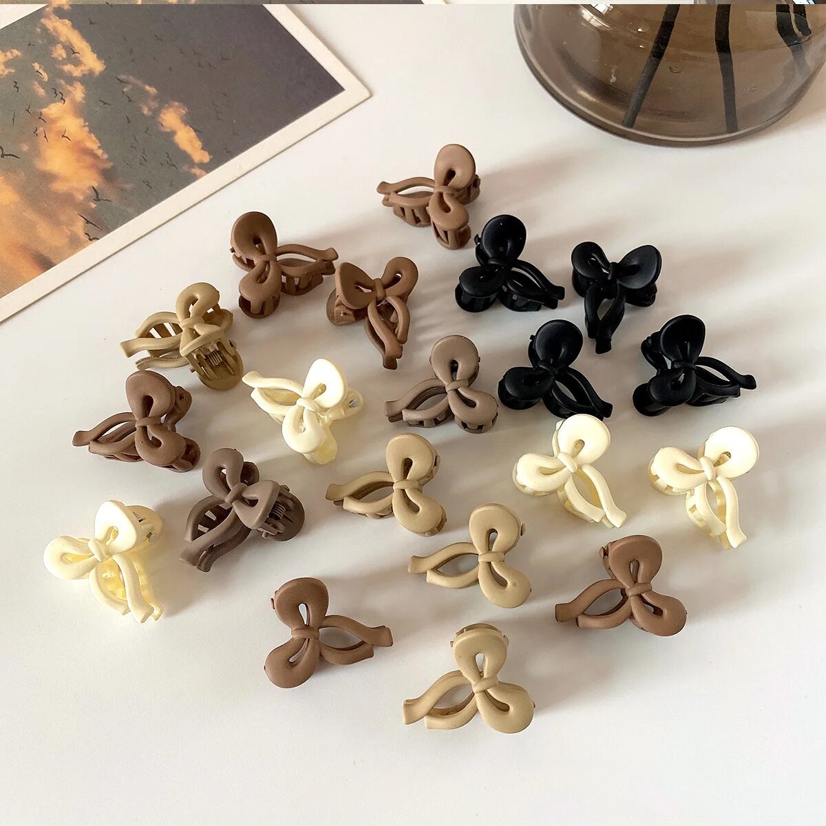 Матовые заколки-крабики для волос в форме цветка Коричневый, 10Pcs, Bow tie-2