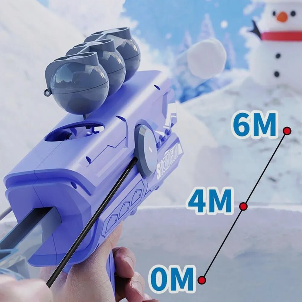 Снежная пушка, дальность 4-6 метров. Снежный бластер для мальчиков, пластик, синий цвет, для детей 5-7 лет.