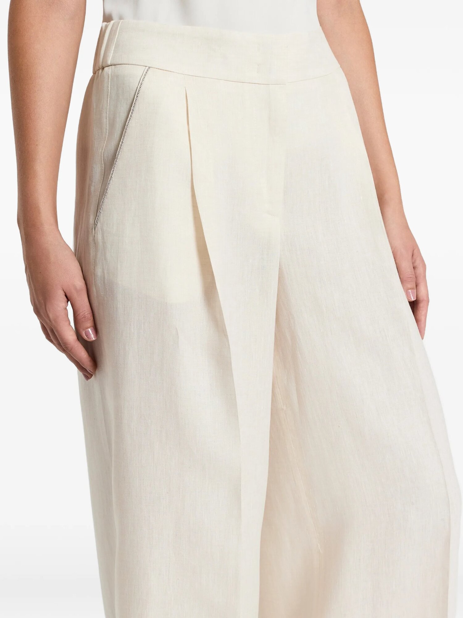 Брюки PESERICO Pleated trousers, размер 36, бежевый/белый — фото 1